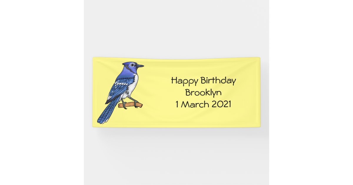 Blue jay bird cartoon illustration banner | Zazzle