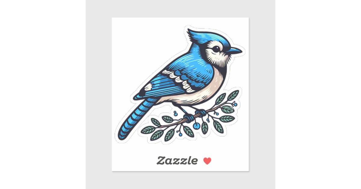 Blue Jay bird Custom-Cut Vinyl Sticker | Zazzle