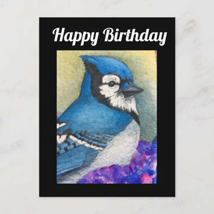 Blue Jay Bird Wildlife Happy Birthday Postcard | Zazzle
