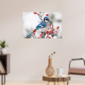 Blue Jay in Common Winterberry Poster | Zazzle