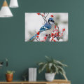 Blue Jay in Common Winterberry Poster | Zazzle
