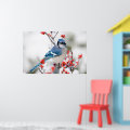 Blue Jay in Common Winterberry Poster | Zazzle