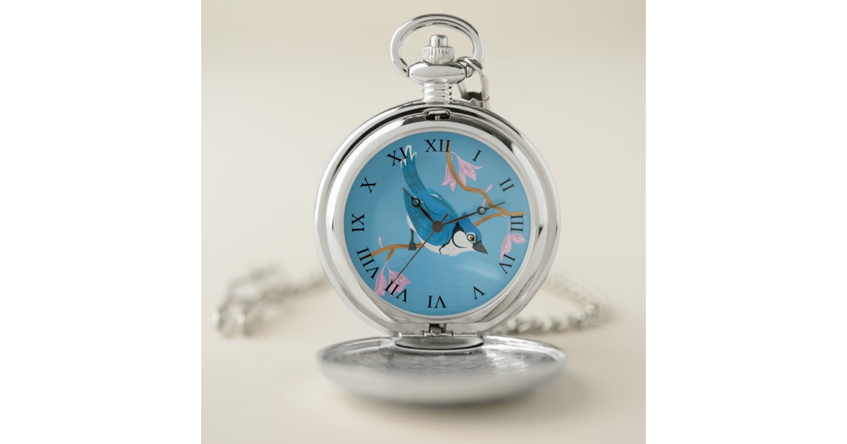 Blue Jay Pocket Watch | Zazzle