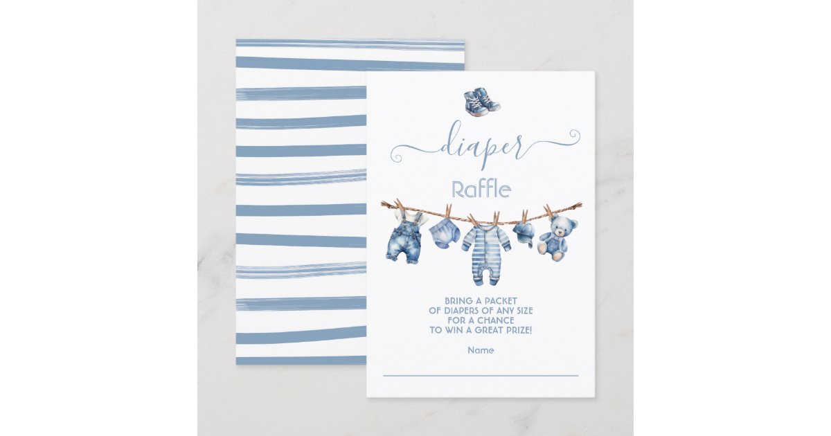 Blue Jean Baby Denim Diaper Raffle Invitation | Zazzle