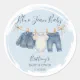 Blue Jean Baby Shower Baby Outfit Classic Round Sticker | Zazzle