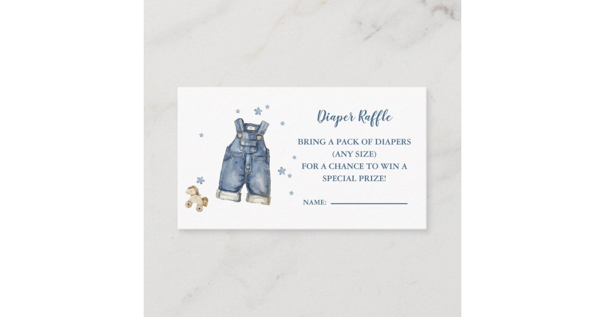 Blue Jean Baby Shower Diaper Raffle Card | Zazzle