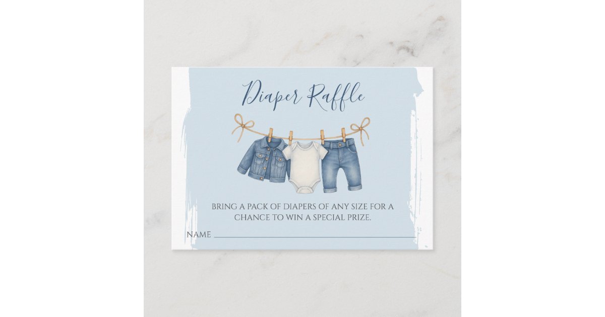 Blue Jean Baby Shower Diaper Raffle Enclosure Card | Zazzle