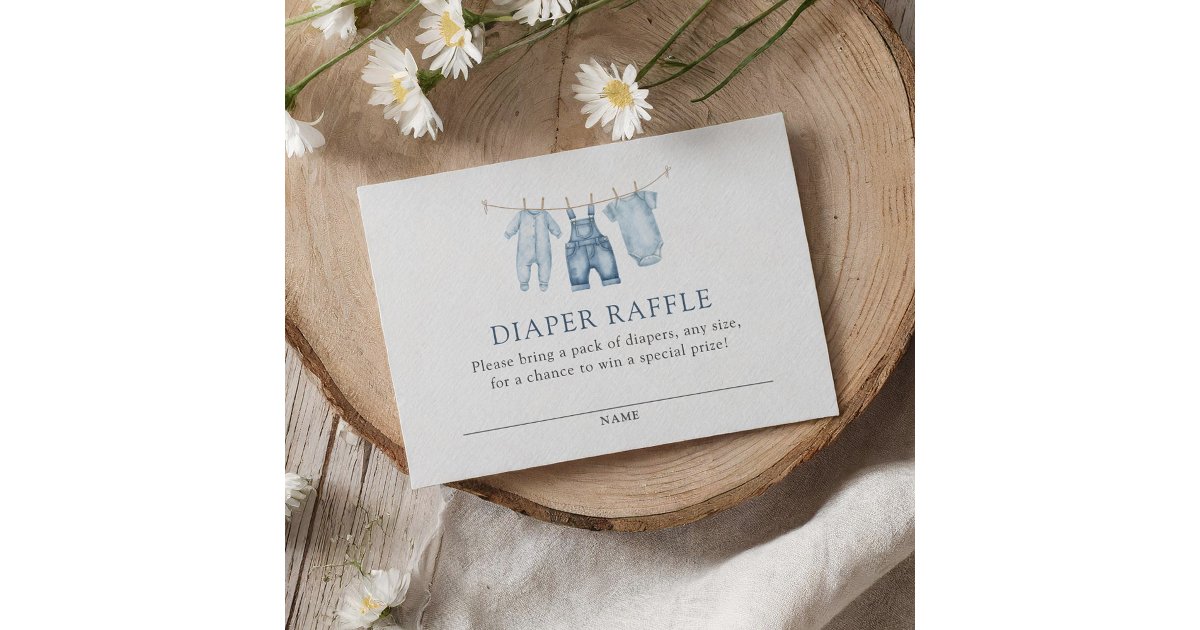 Blue Jean Denim Baby Shower Diaper Raffle Ticket Enclosure Card | Zazzle