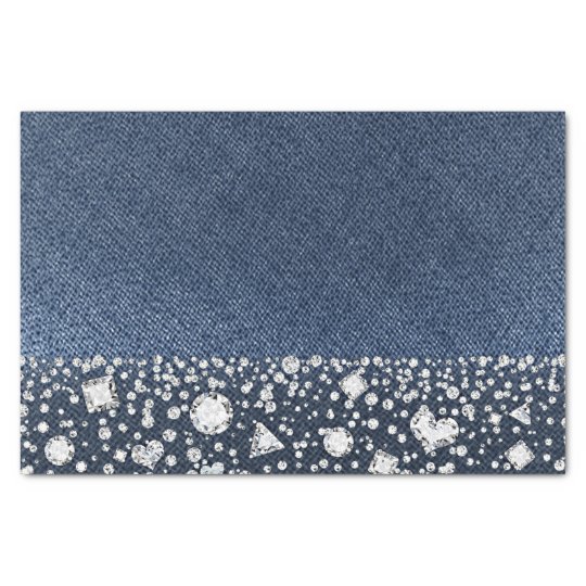 Blue Jean Denim & Diamonds Bling Diamond Glam Tissue Paper | Zazzle.com