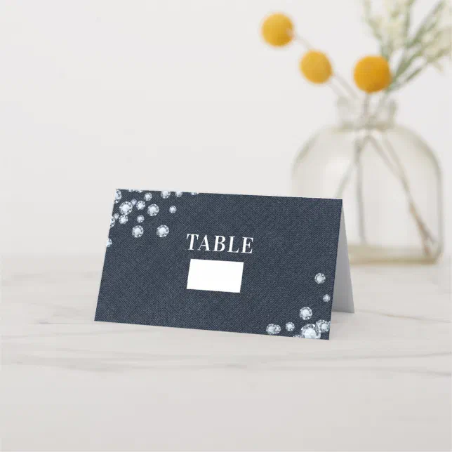 Blue Jean Denim & Diamonds Table Number Seating Pl Place Card | Zazzle