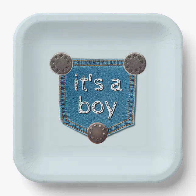 Blue Jean Denim It's a Boy Baby Shower Paper Plates | Zazzle