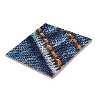 Blue jeans closeup texture. ceramic tile | Zazzle