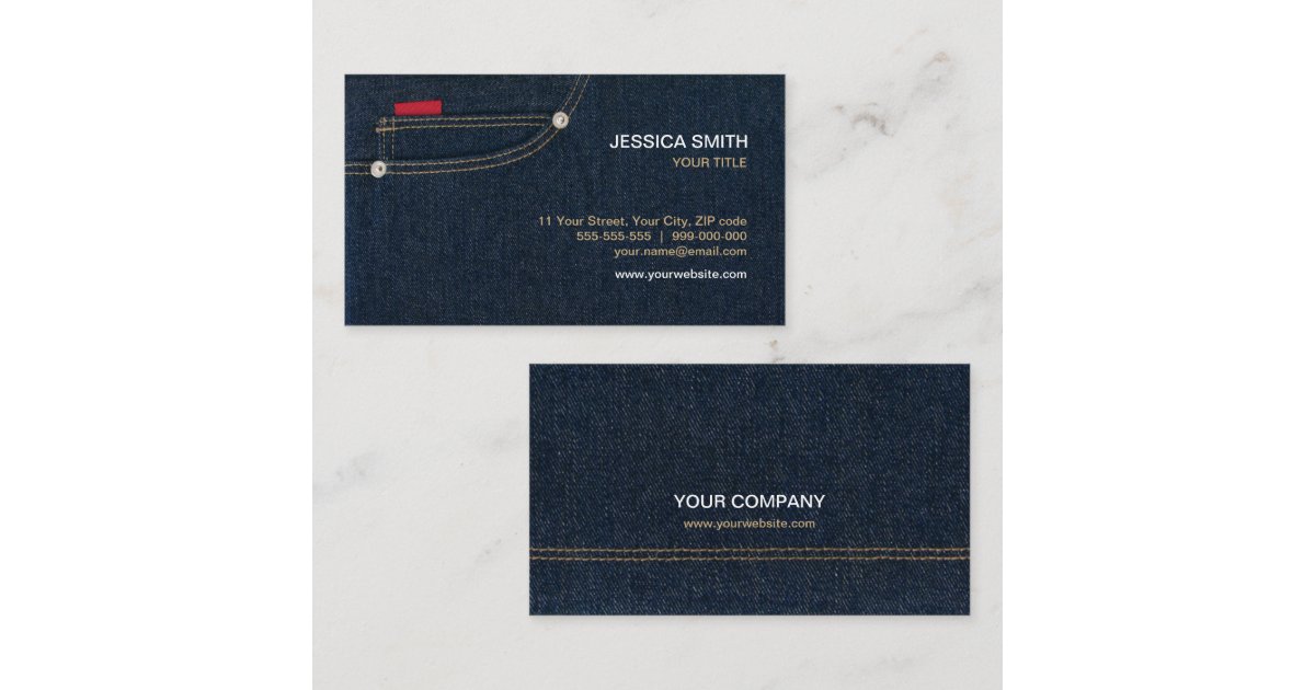 Blue Jeans Denim Pocket business card | Zazzle