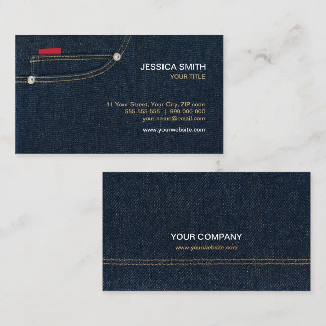 Blue Jeans Denim Pocket business card | Zazzle