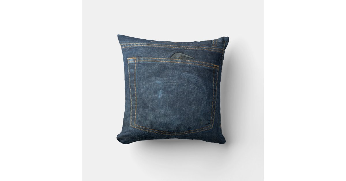 Blue Jeans Denim Pocket Throw Pillow | Zazzle