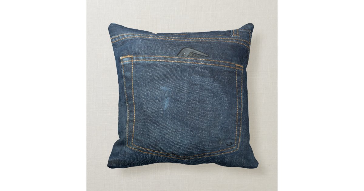 Blue Jeans Denim Pocket Throw Pillow | Zazzle.com