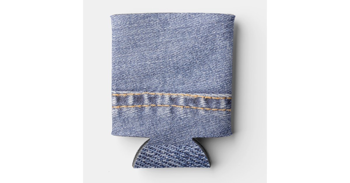Blue jeans: detailed sew texture. can cooler | Zazzle