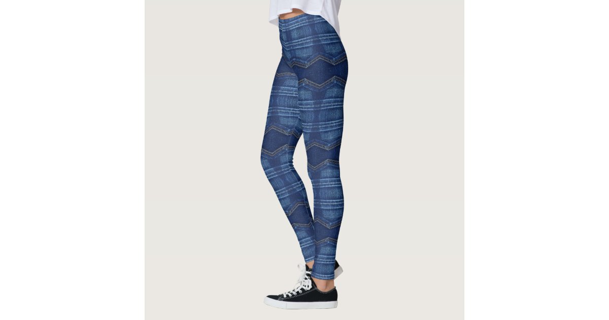 blue jeans pattern leggings | Zazzle