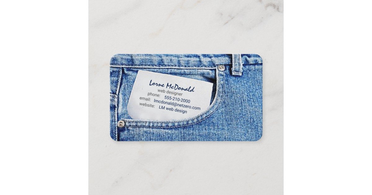 blue jeans web designer business card | Zazzle