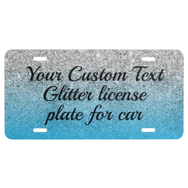 Blue Jewelry Shiny printed sparkle effect License Plate | Zazzle