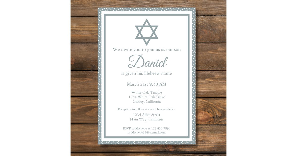 Blue Jewish Baby Naming Ceremony Brit Milah Invitation | Zazzle