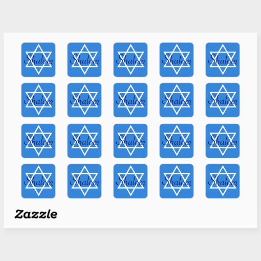 Blue Jewish Square Shalom stickers | Zazzle