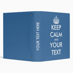 Blue keep calm binder | Custom office supplies | Zazzle