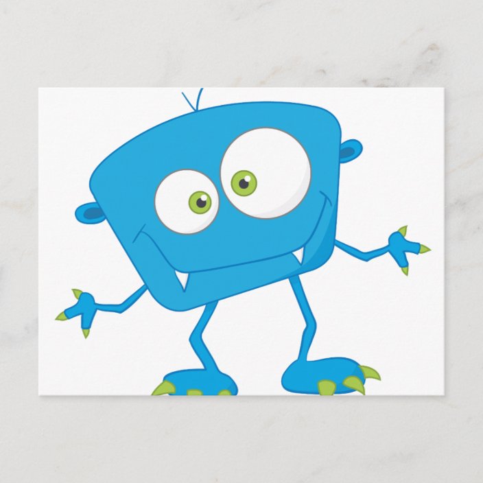 Blue Kids Monster Alien Postcard | Zazzle.com