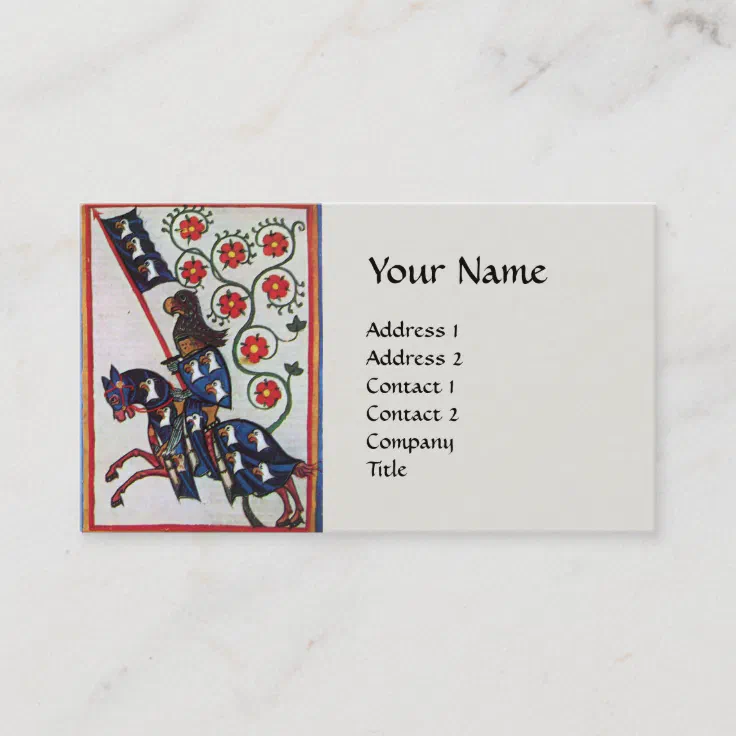 BLUE KNIGHT HORSEBACK Medieval Monogram Business Card | Zazzle