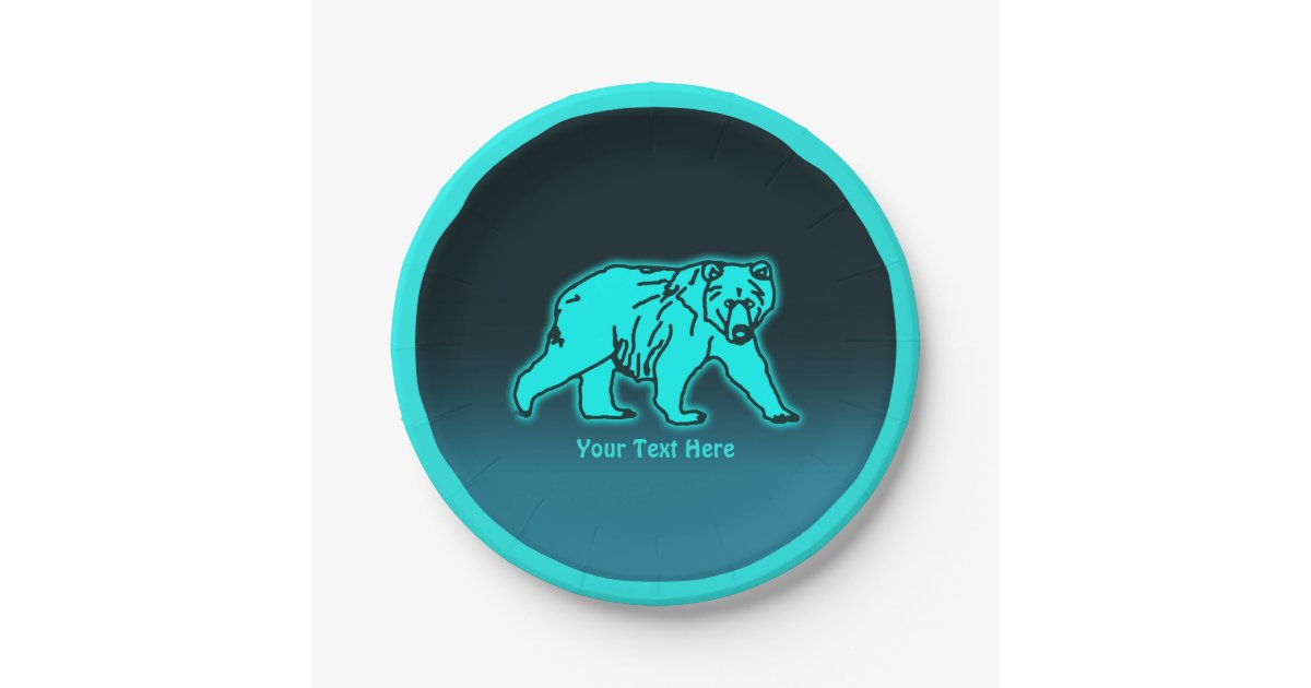 Blue Kodiak Bear Paper Plates | Zazzle