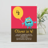 Blue Kooky Monster Kids Birthday Party Invitation | Zazzle