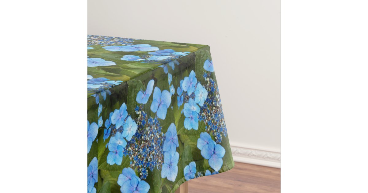 Blue Lacecap Hydrangea Floral Pattern Tablecloth | Zazzle.com