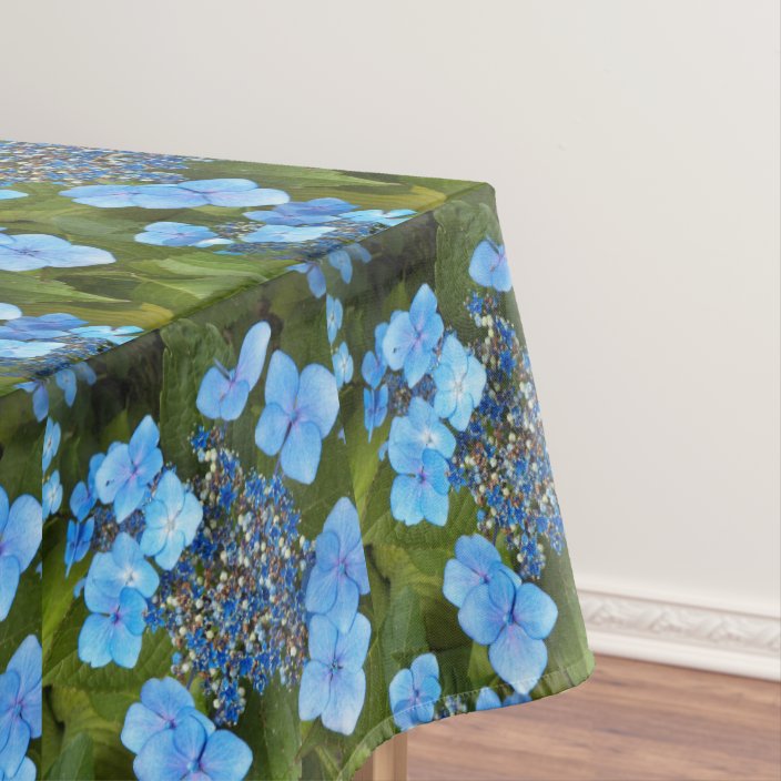 Blue Lacecap Hydrangea Floral Pattern Tablecloth | Zazzle.com