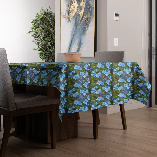 Blue Lacecap Hydrangea Floral Pattern Tablecloth | Zazzle