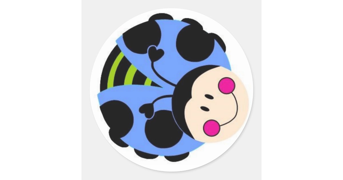 blue ladybug classic round sticker | Zazzle