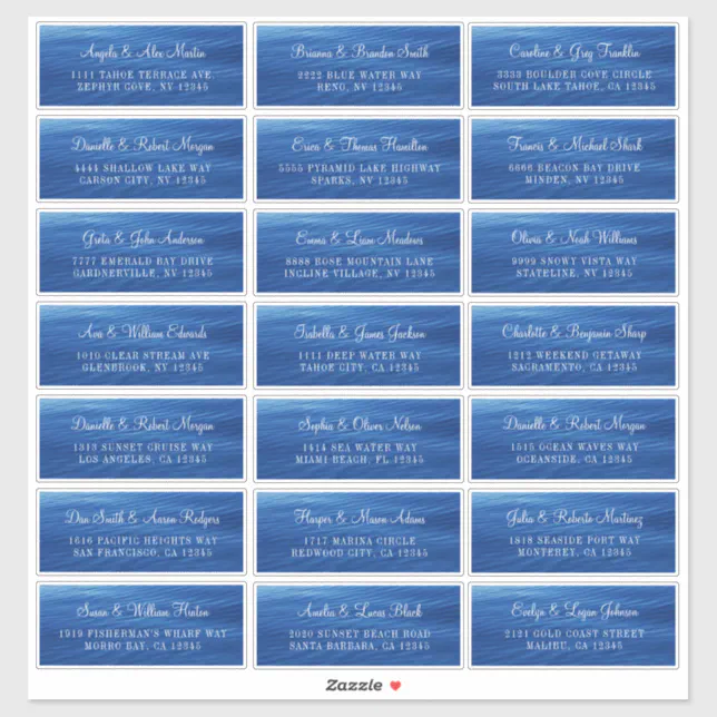 Blue Lake Water Individual Wedding Address Labels | Zazzle