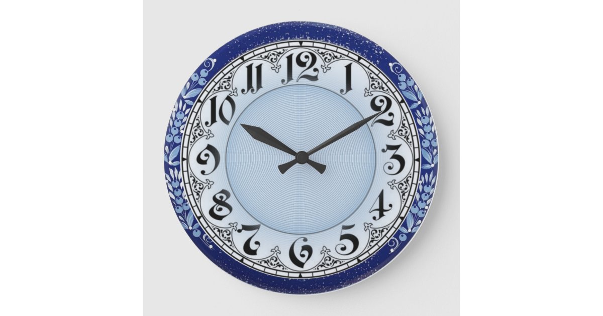 Blue Large Clock | Zazzle
