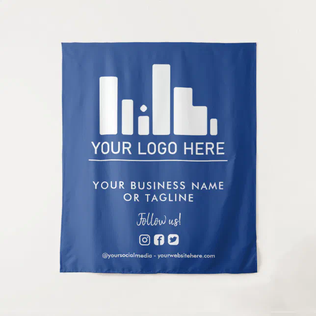 Blue Large Logo & Social Media Backdrop | Zazzle