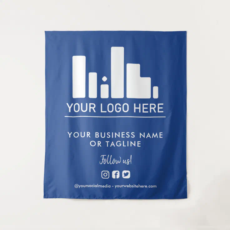 Blue Large Logo & Social Media Backdrop | Zazzle