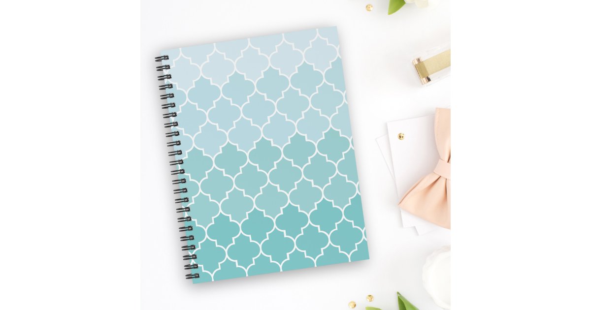 Blue Latticework Ombre Quatrefoil Trellis Planner Zazzle