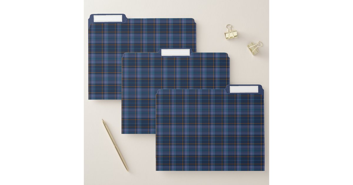 Blue, Lavender & Gold Plaid File Folder | Zazzle