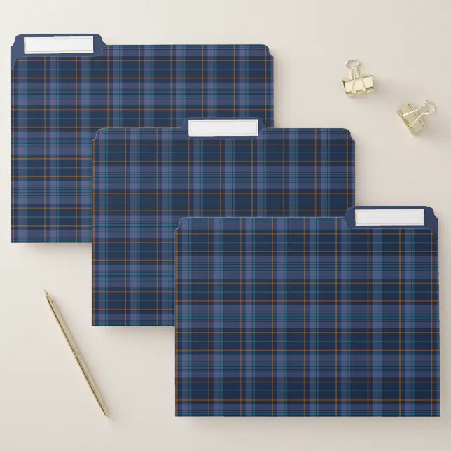 Blue, Lavender & Gold Plaid File Folder | Zazzle