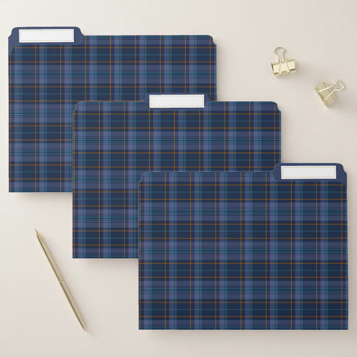 Blue, Lavender & Gold Plaid File Folder | Zazzle