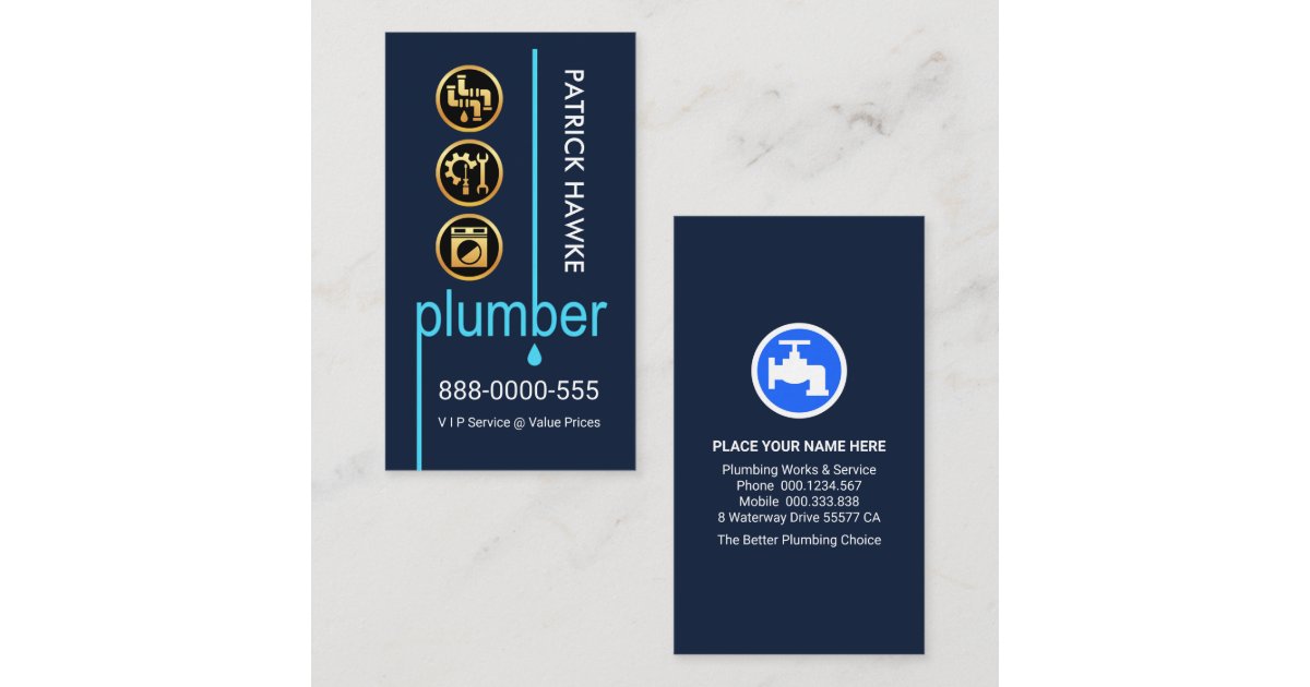Blue Leaking Plumbing Pipeline Business Card | Zazzle