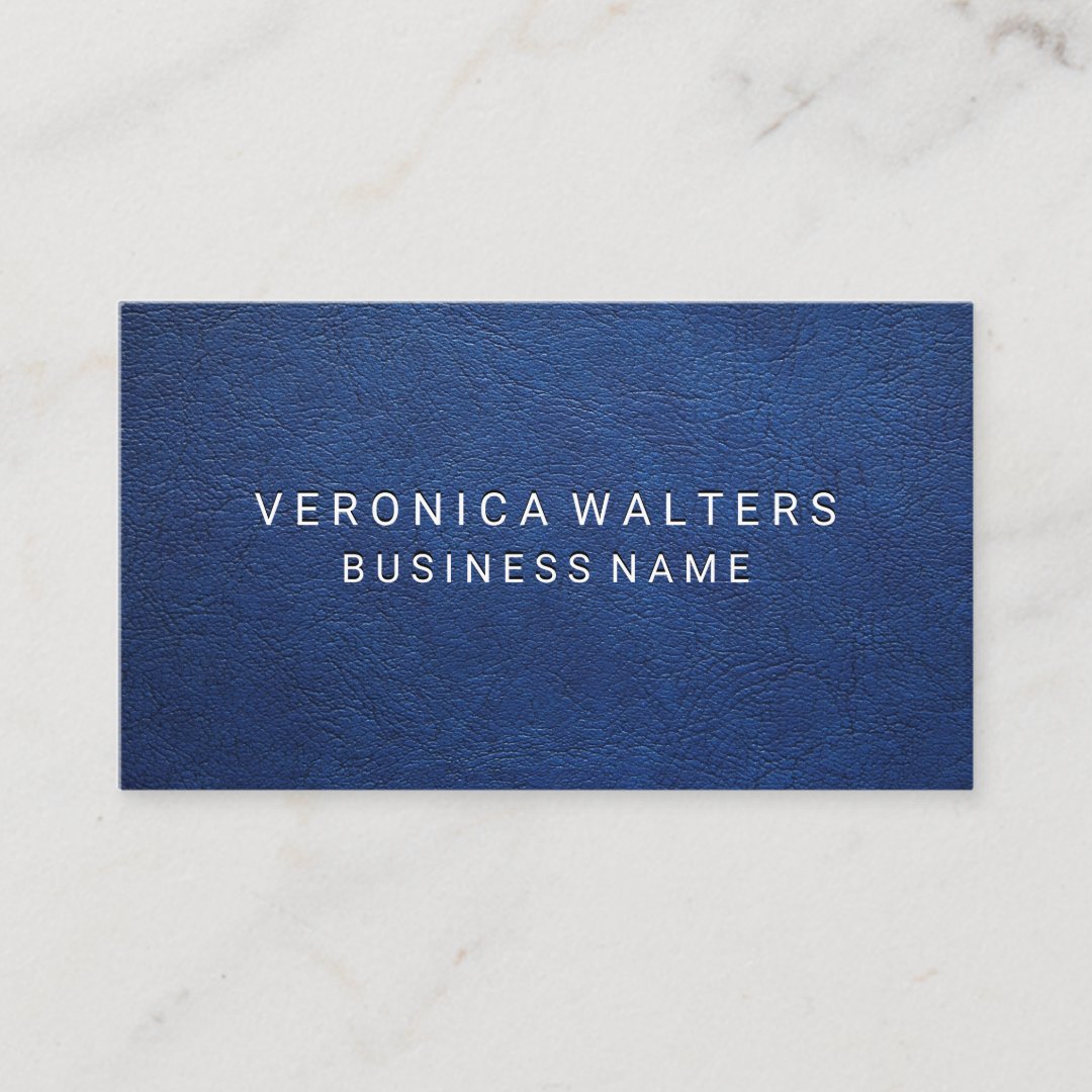 Blue Leather Embossed Lettering Loyalty Card | Zazzle