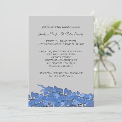 Blue Leaves Wedding Invitations | Zazzle