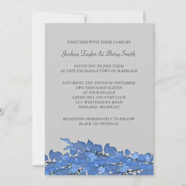 Blue Leaves Wedding Invitations | Zazzle