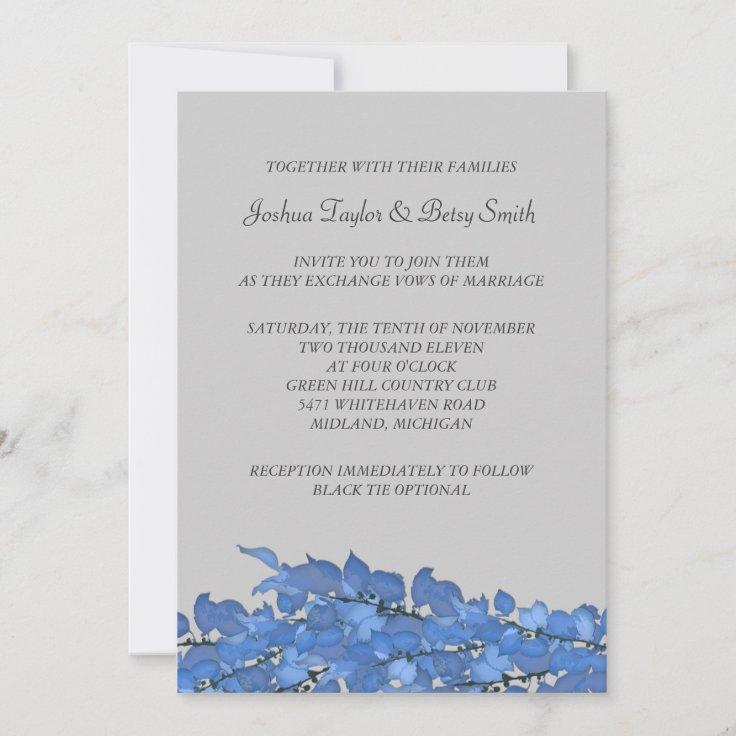 Blue Leaves Wedding Invitations | Zazzle