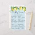 Blue lemon Baby trivia baby shower game | Zazzle