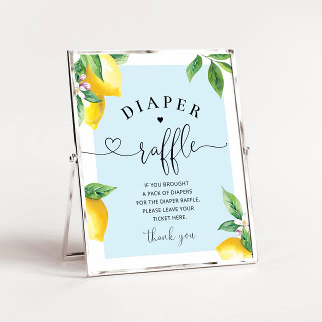 Blue Lemon diaper raffle sign | Zazzle
